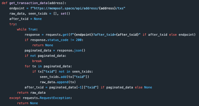 Mempool Terminal: Bitcoin Wallet Statements